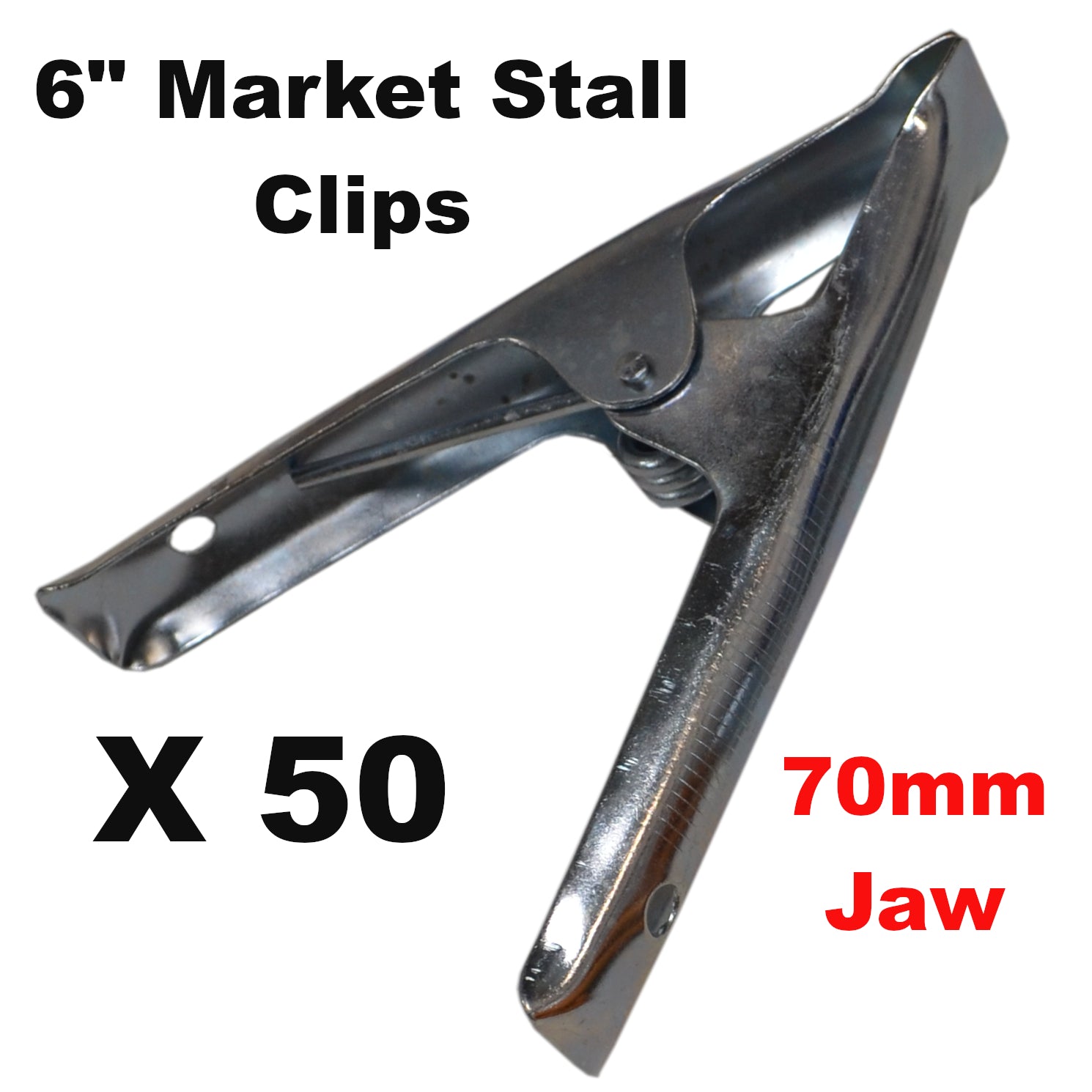 MARKET STALL Spring Clamps Large Metal heavy Duty Clips 70mm Jaw ...